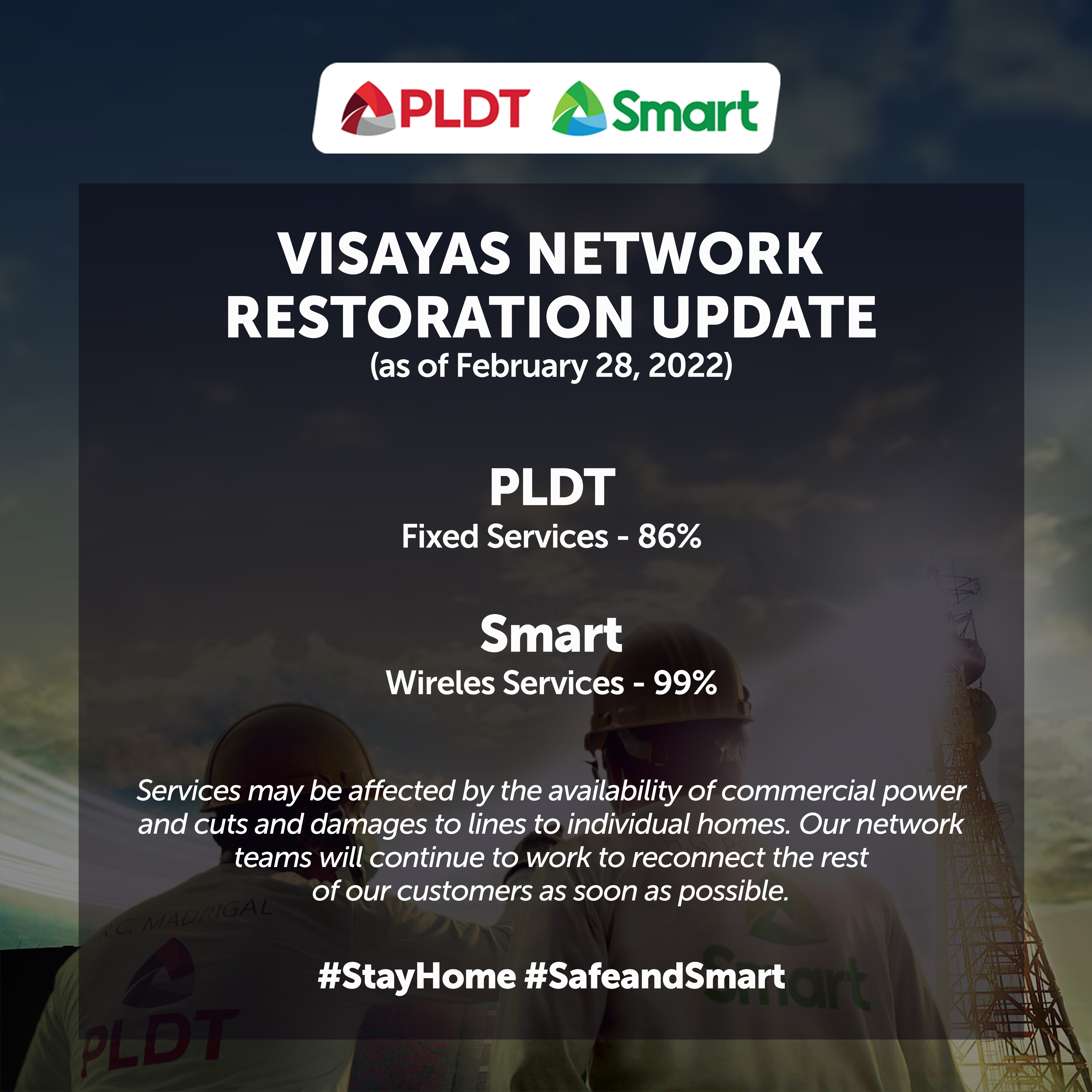 PLDT restores 86% of its fixed line services and Smart restores 99% in ...